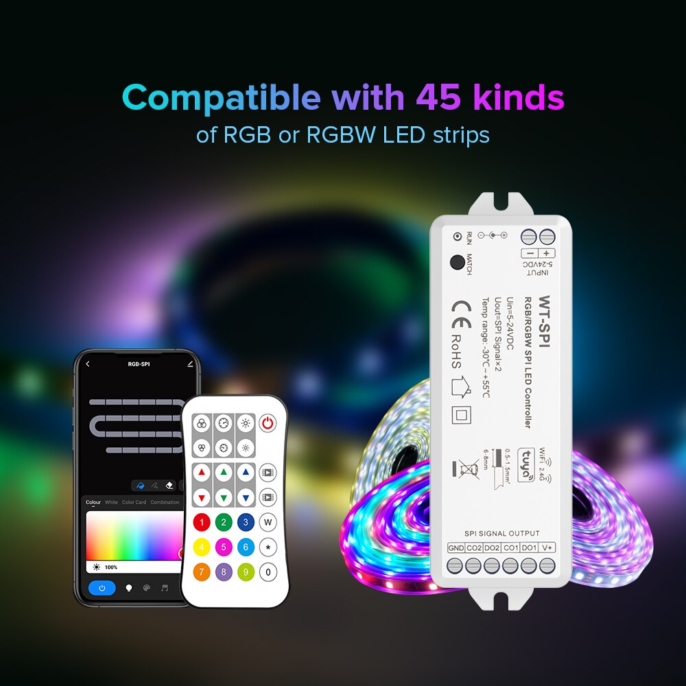 2.4G RF Tuya SPI LED Wifi Controller Remote Alexa Google Assistance fo ...