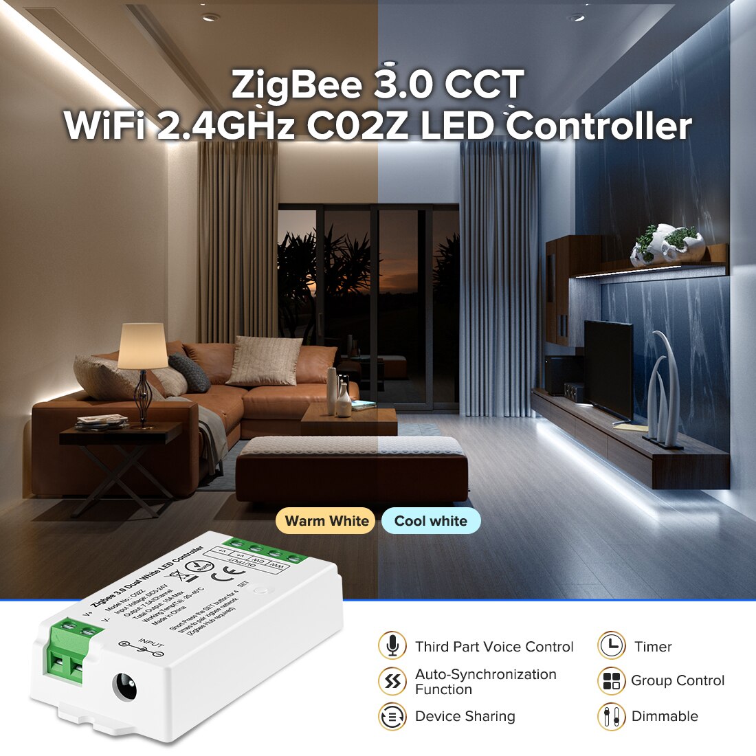 Zigbee3.0 WiFi 2.4GHz LED Controller DIM CCT RGB RGBW RGBCCT LED Strip ...